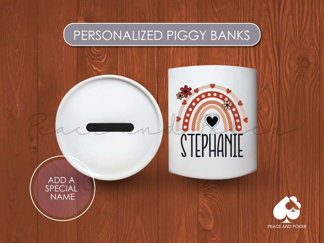 Custom Coral Rainbow Coin Bank Coral Rainbow Bank Piggy Bank Custom ...