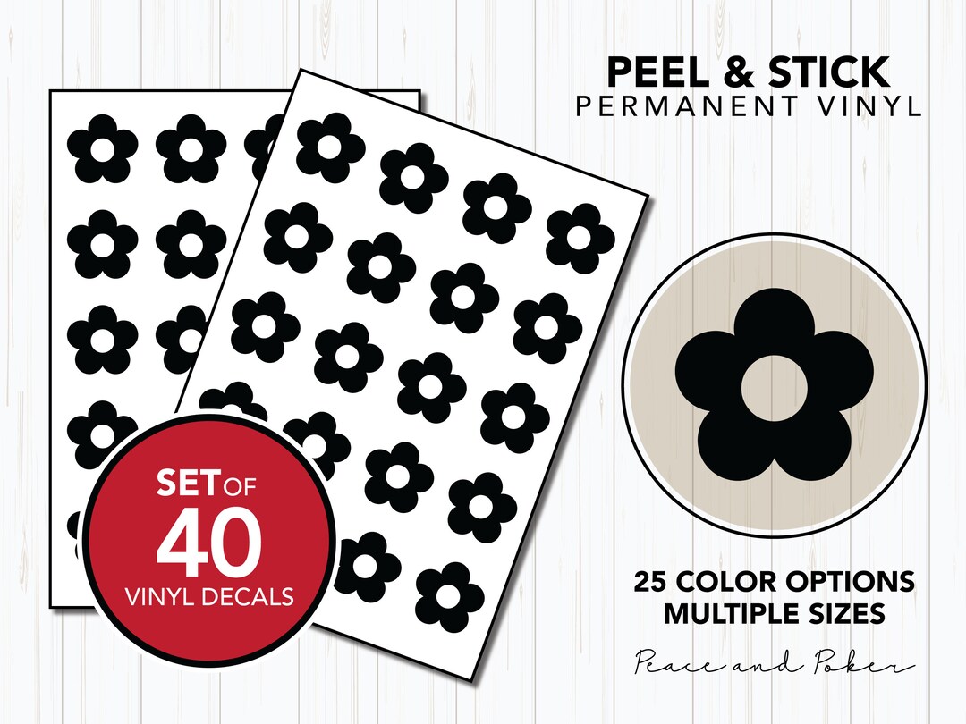 Set of 40 Flower Vinyl Decals | Vinyl Decals | Flowers | Decal Sheets ...