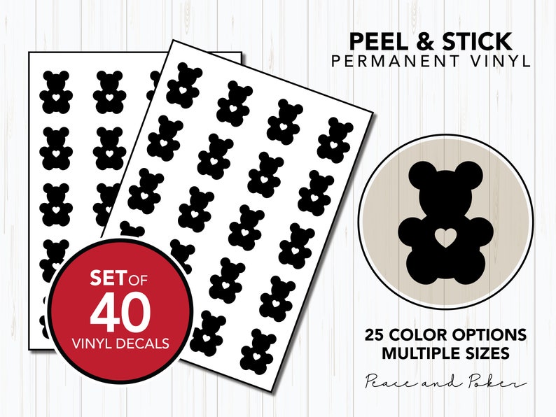 Set of 40 Teddy Bear Decals Vinyl Decals Teddy Bear - Etsy