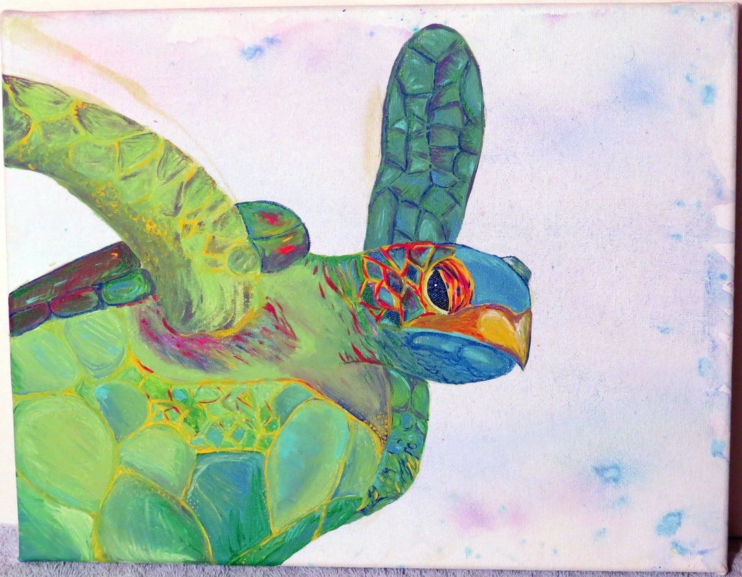 Sea Turtle Acrylic Painting on Canvas - Etsy