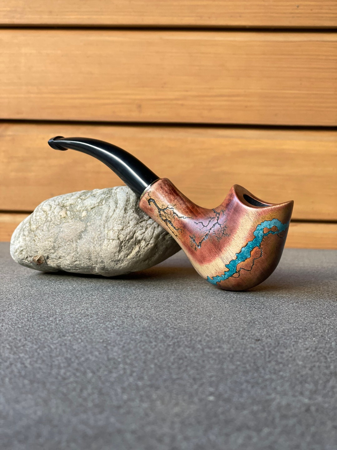 Mini Smoking Pipe, Tobacco Pipe Inlay Gemstone Turquoise, Handmade Wood ...