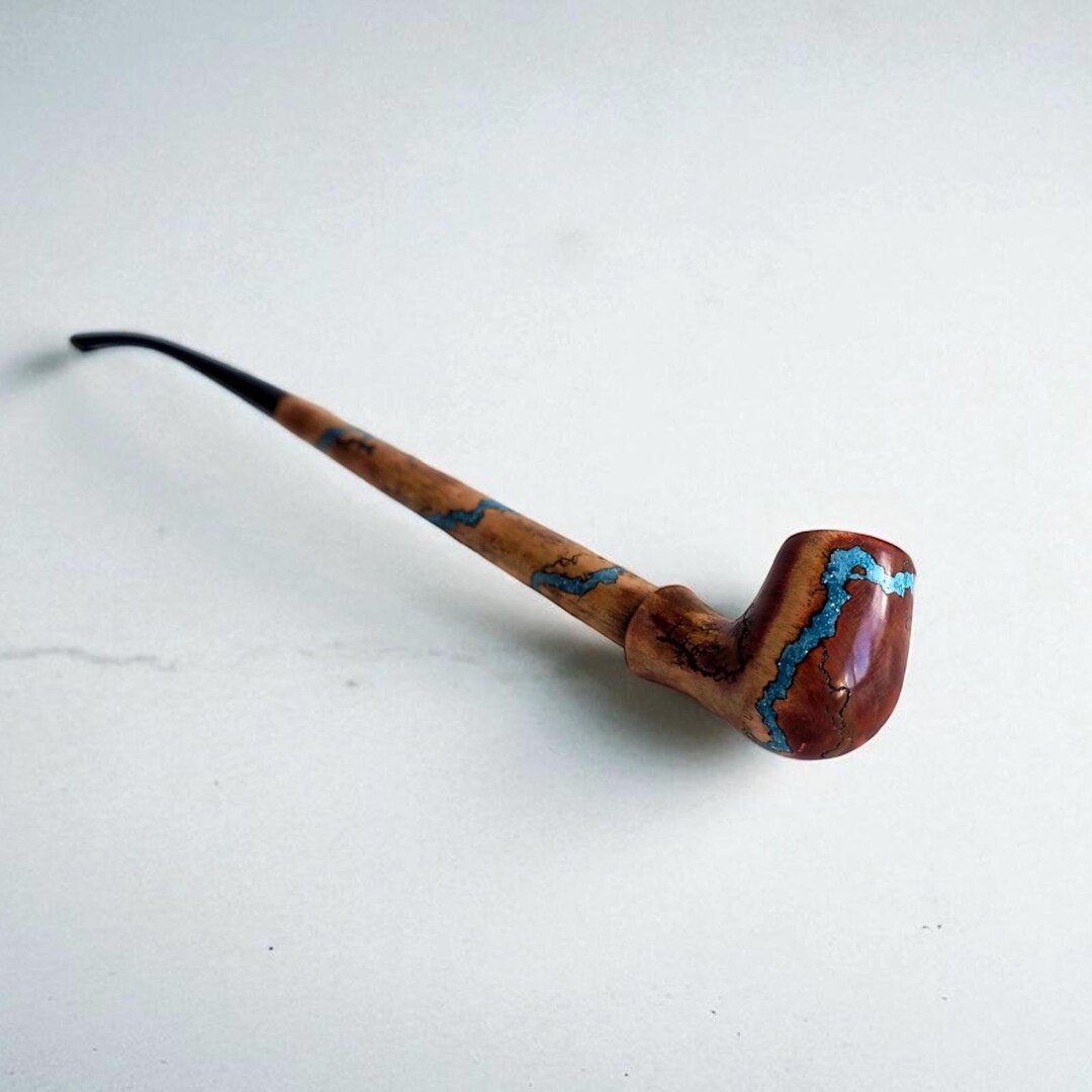 Handcrafted Pear Wood Tobacco Pipe With Turquoise Inlay - Etsy