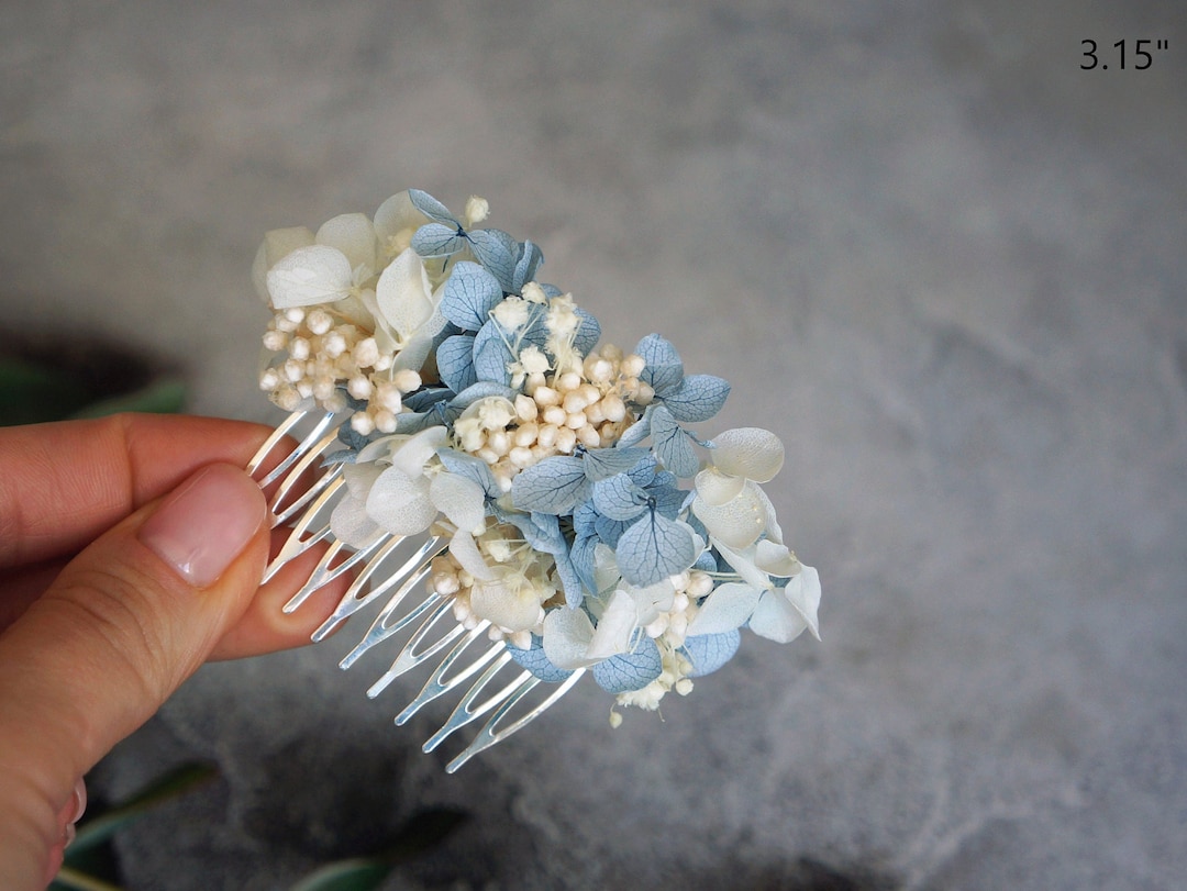 Wedding Floral Hair Comb, Hydrangea Hair Accessory, Dried Flower Hair ...