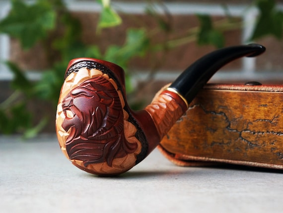 Tobacco Pipe Smoking Pipe lion Wooden Pipe 9 Mm - Etsy