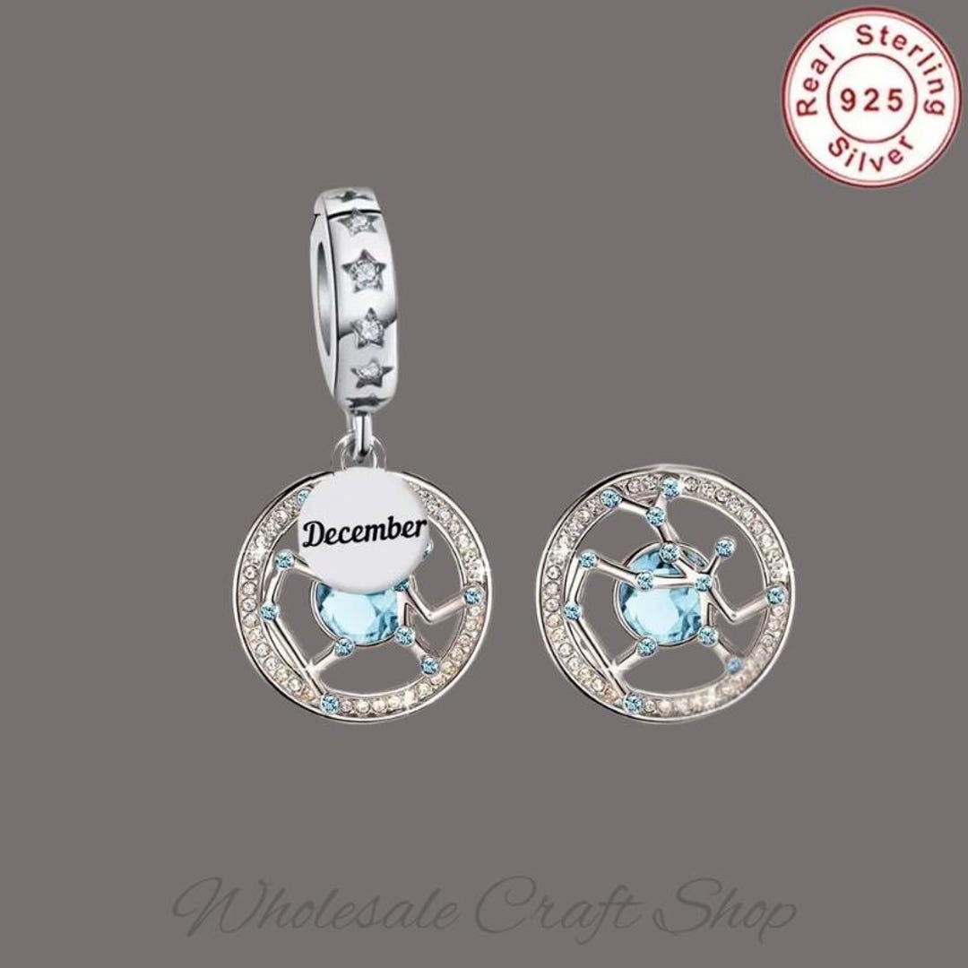 December Zodiac Birth Month Charm, December Birthstone Charm, December ...