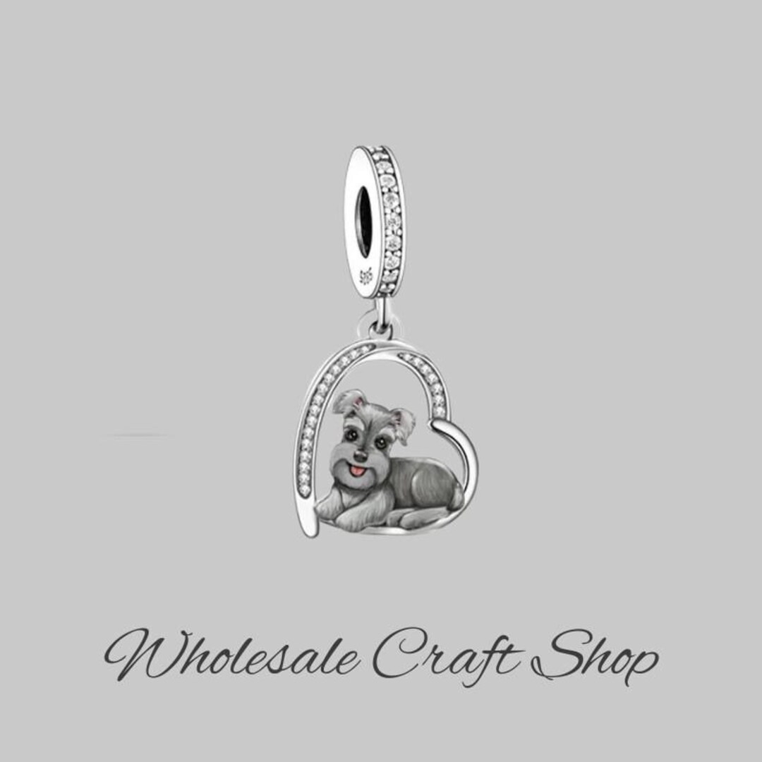 Schnauzer Dog Charm, Schnauzer Sparkle Dog Charm, Authentic 925 ...