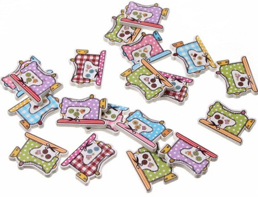 50pcs Sewing Machine Shape Novelty Wooden Craft Sewing Buttons - Etsy