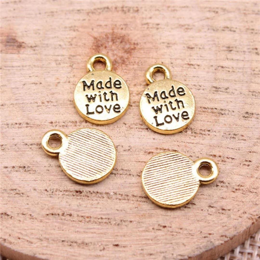 300pcs Round Made With Love Charms Jewellery Making Wholesale - Etsy