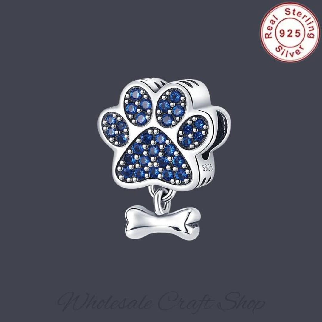 Dog Paw Print Charm, Dog Paw Print Sparkle Charm, Fits Original, Dog ...