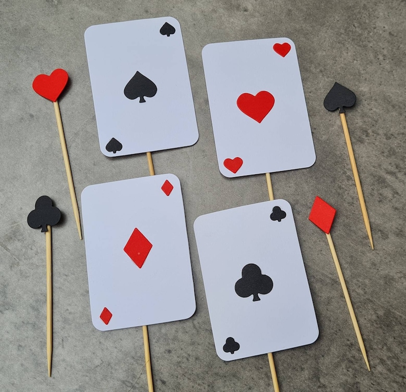Playing Cards Poker Cupcake Toppers Party Decorations - Etsy