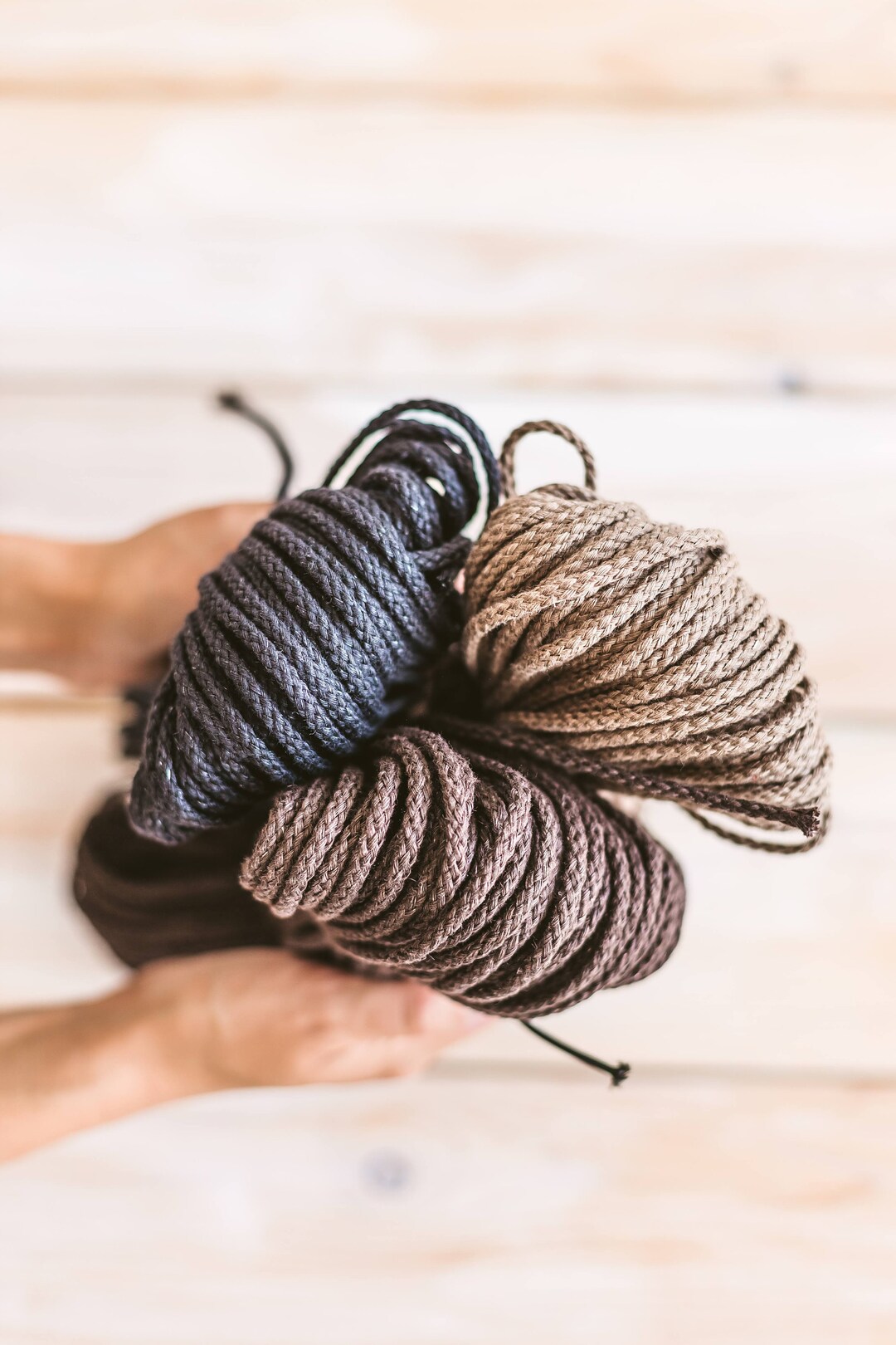 5mm Braided Linen Macrame Cord: Black & Brown Yarn - Etsy