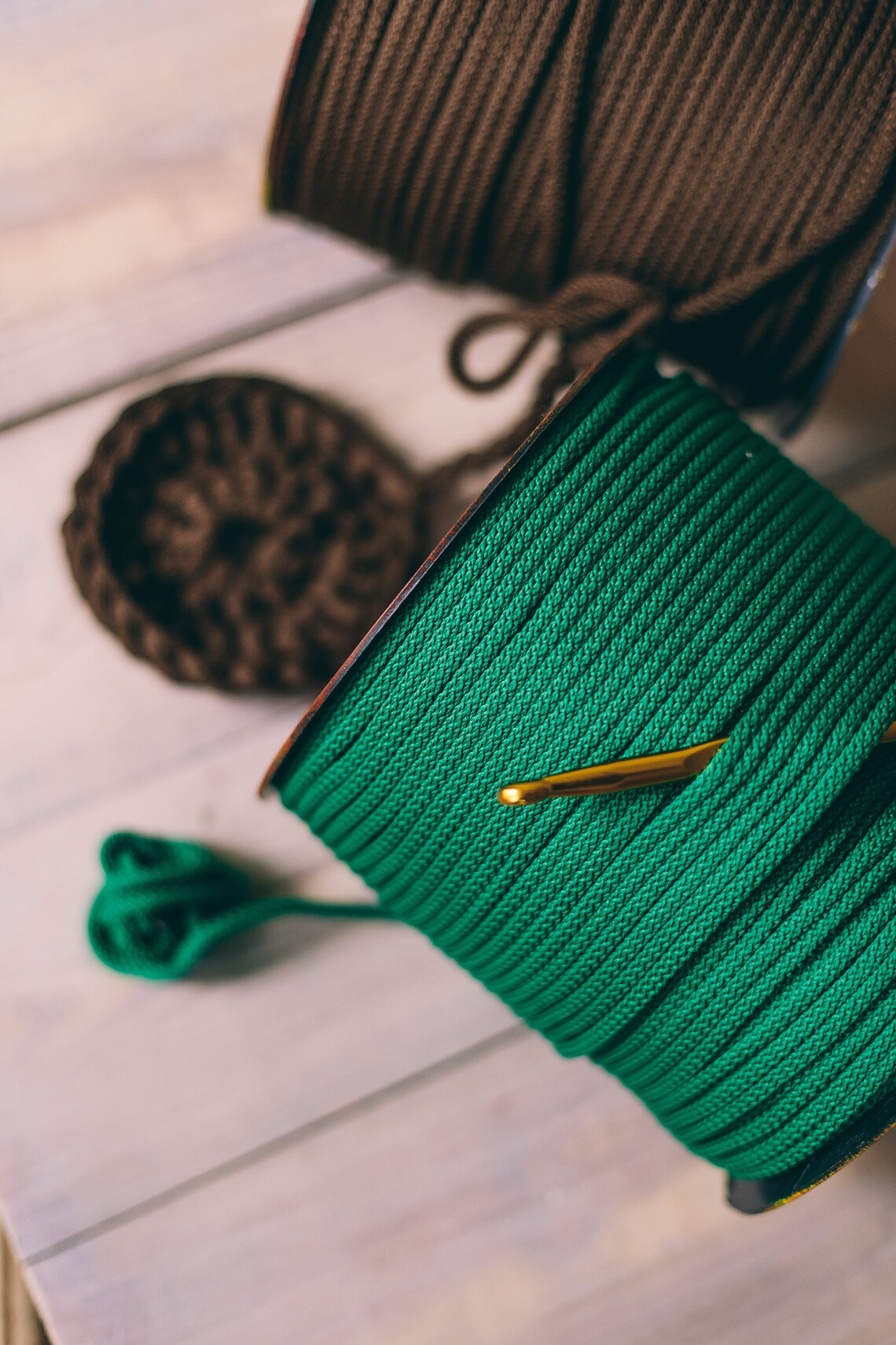 GREEN yarn macrame cord polyester cord green polyester | Etsy