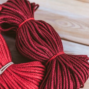 Red Macrame Cord 5 Mm, Red Rope, Linen Yarn, Linen Rope, Braided ...