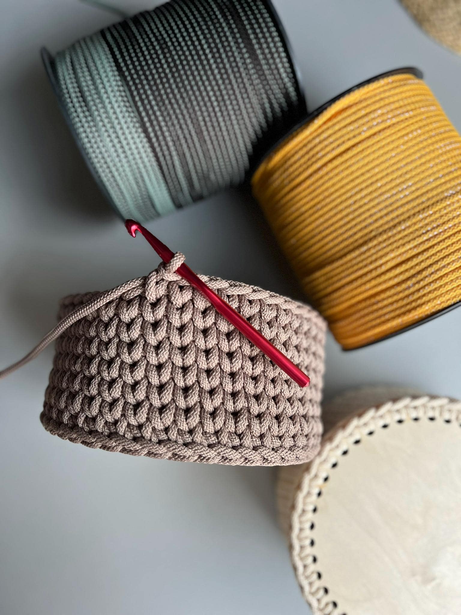 Crochet Project Kits: Crochet Basket (pdf + Video, Cord, Base, Hook and ...