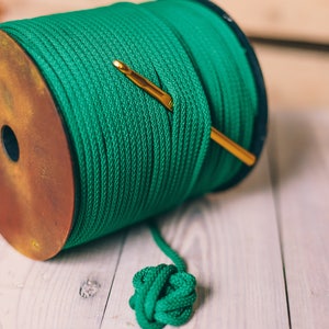 GREEN Yarn, Macrame Cord, Polyester Cord, Green Polyester Rope, Crochet ...