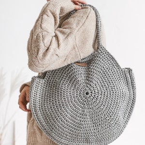 Big Tote Bag Round Tote Bag Gray Tote Bag Handmade Bag for - Etsy