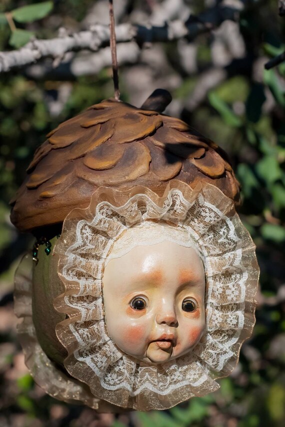 Tiny Siamese Acorn // Art Doll Pop Surreal Lowbrow Artdoll | Etsy