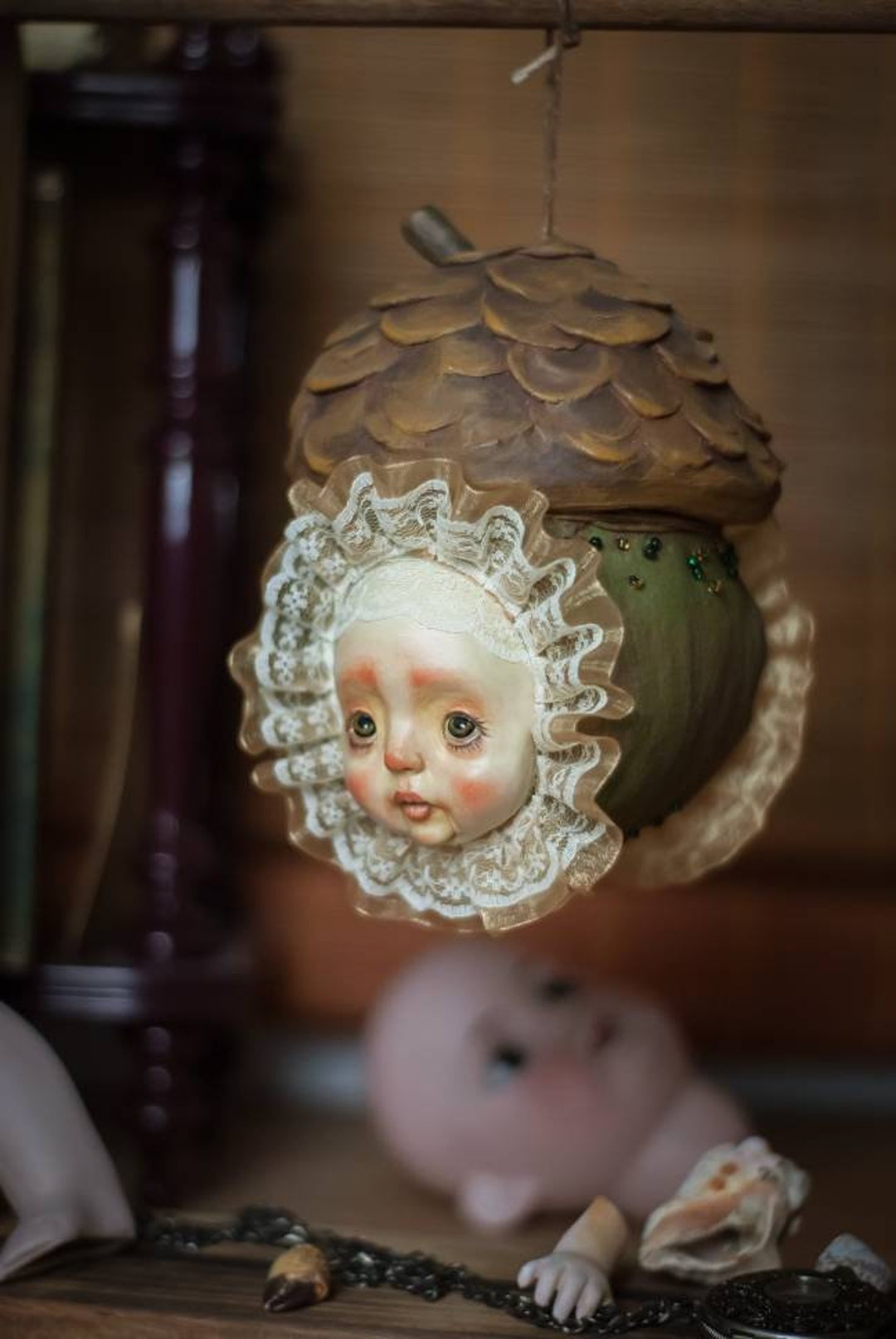 Tiny Siamese Acorn // Art Doll Pop Surreal Lowbrow Artdoll - Etsy