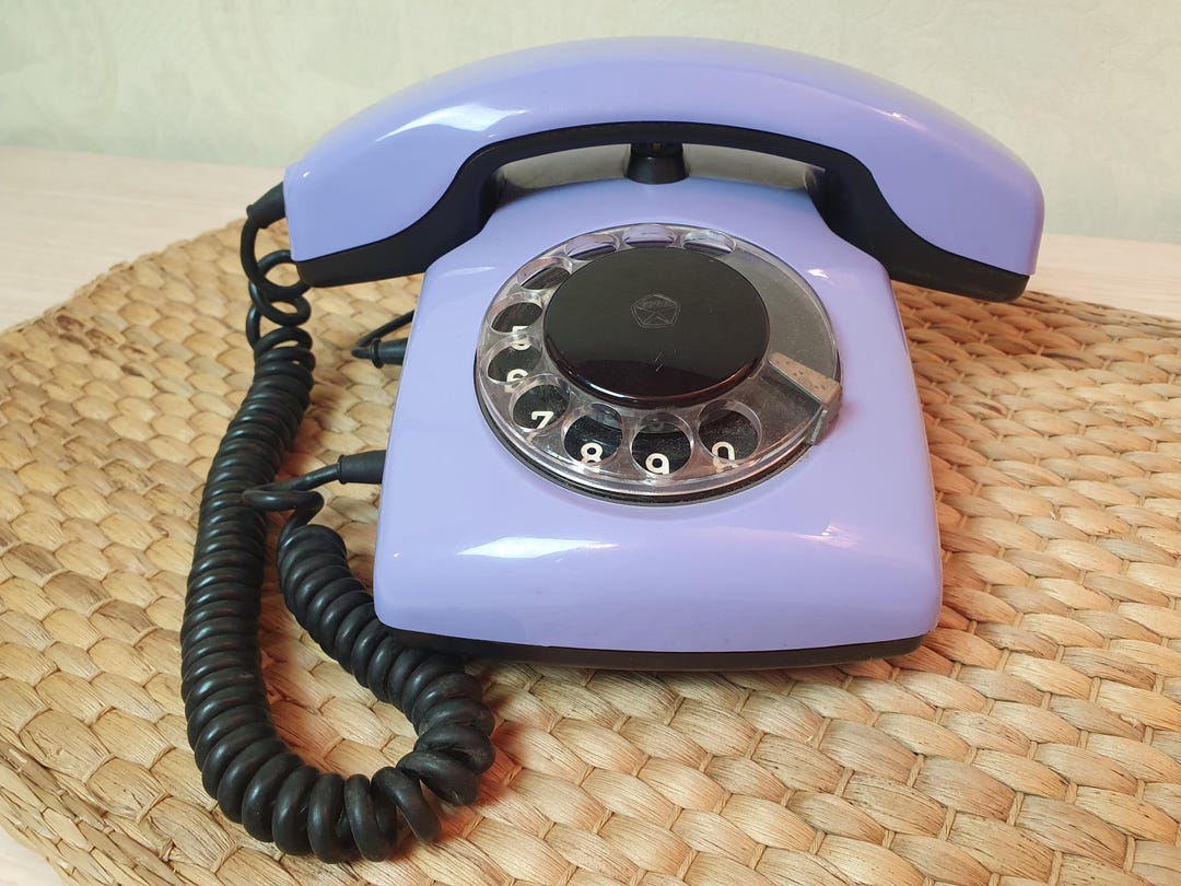 Retro Vintage Rotary Telephone, Lilac Soviet Russian Phone, Light ...
