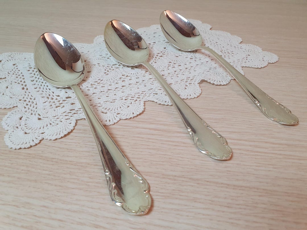 Set of 3 Vintage Alpaca New Silver Table Spoons, Retro Silverware ...