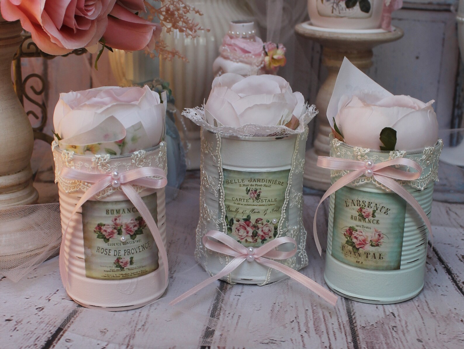 Shabby Chic Vintage Painted Decoupage Floral French Label Set - Etsy