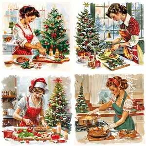 Decoupage Rice Paper Set of 3 - A4 Vintage Christmas Cooking Vintage ...