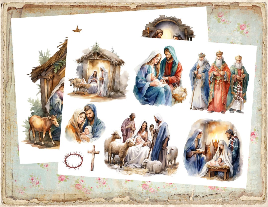 Vintage Christmas Nativity Scene Religious Decoupage Rice Paper A4 Size ...