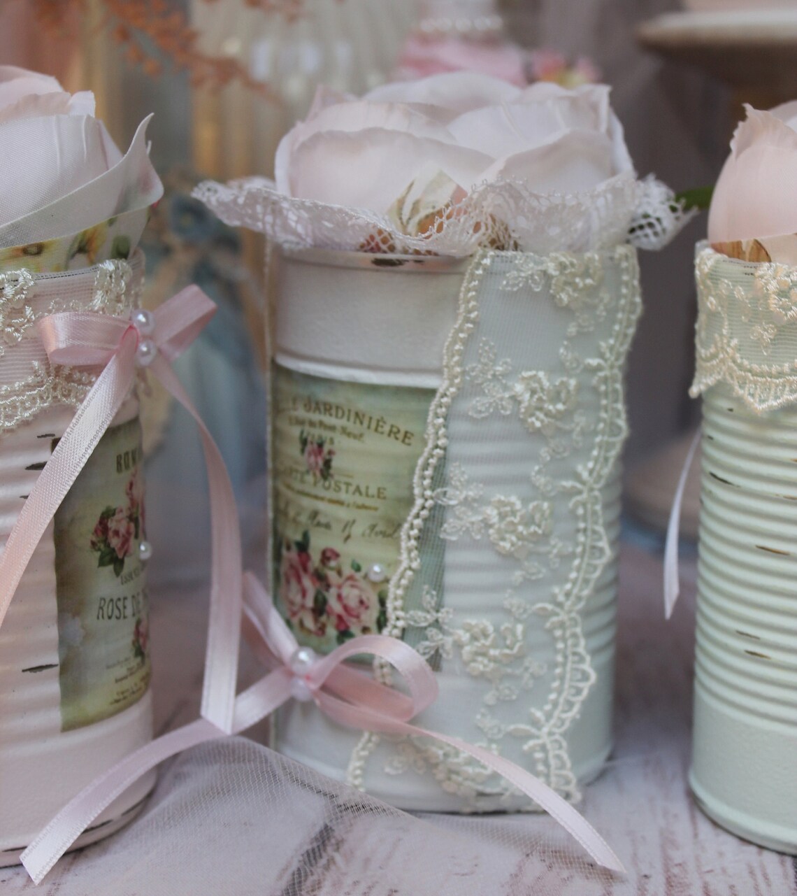 Shabby Chic Vintage Painted Decoupage Floral French Label Set - Etsy