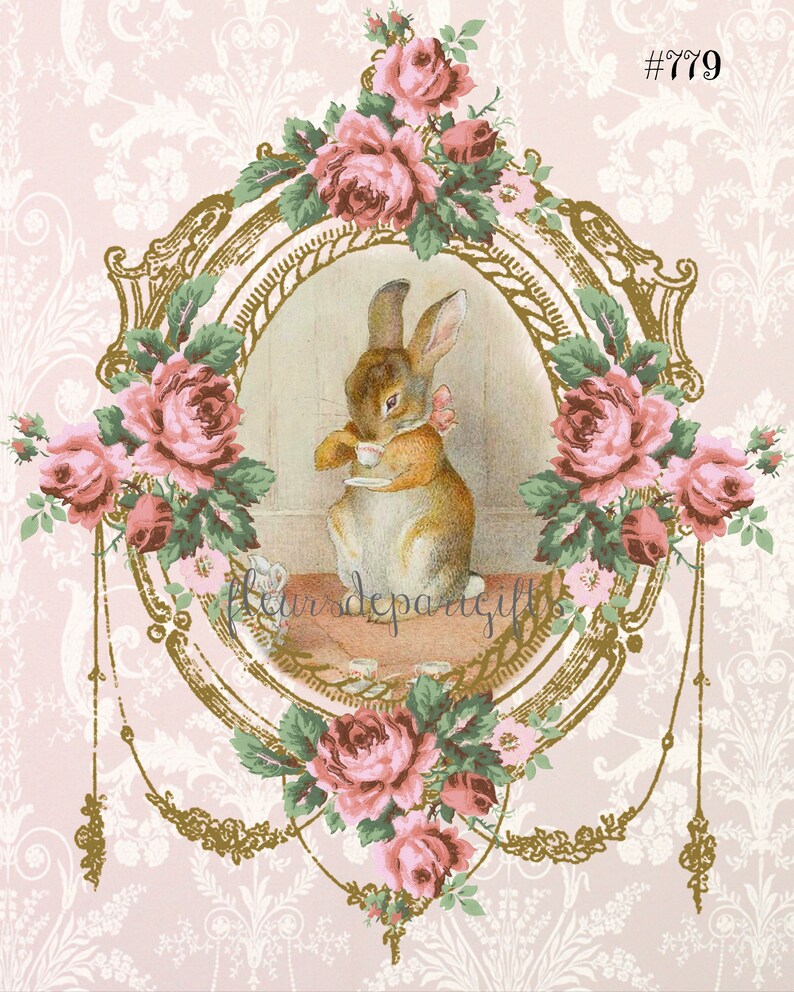 Shabby Chic Vintage Pink Beatrix Potter Peter Rabbit 1 Print on 1 ...
