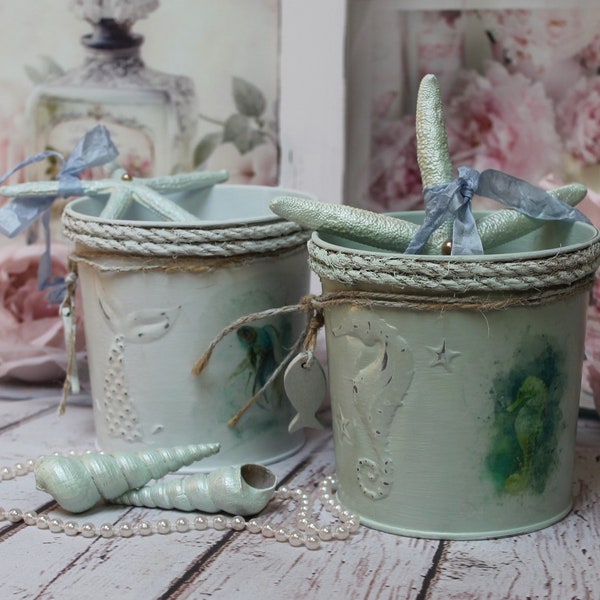 Small Metal Beach Bucket Decor - Etsy