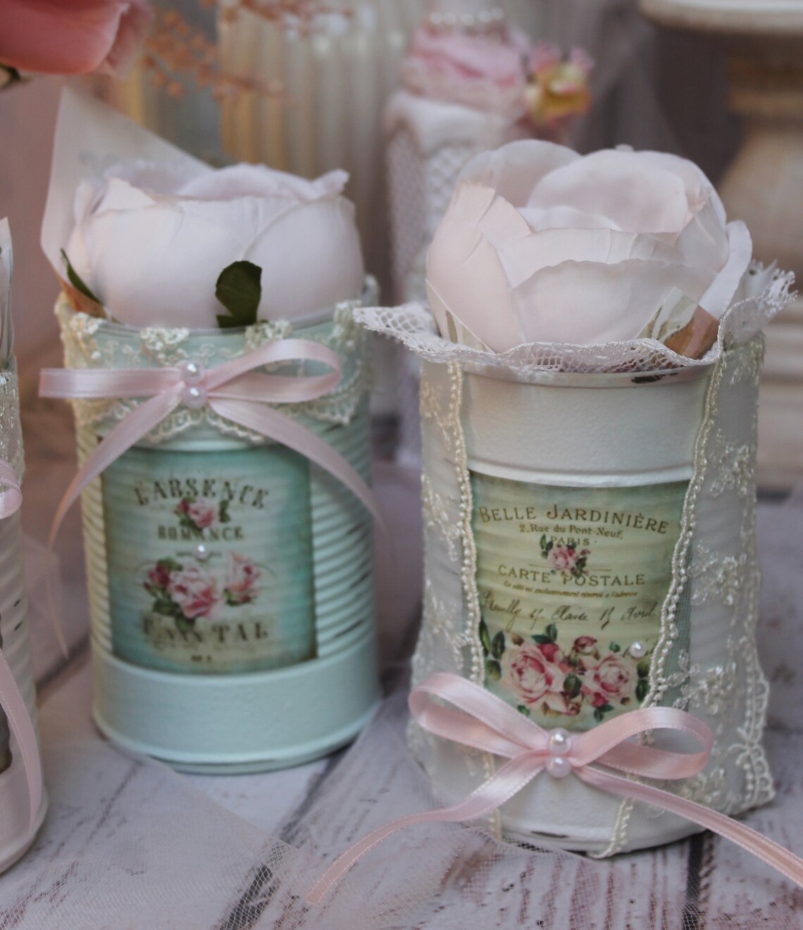 Shabby Chic Vintage Painted Decoupage Floral French Label Set - Etsy