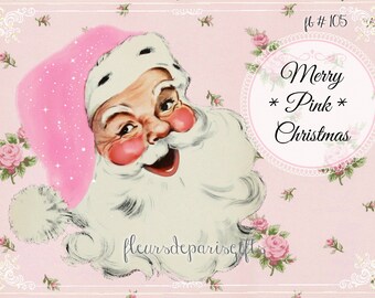 Pink Santa Fabric | Etsy