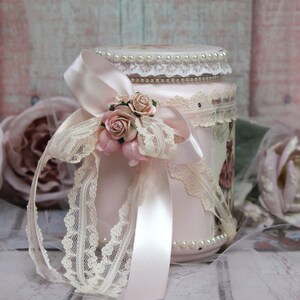Shabby Chic Vintage Style Hand Painted French Country Large Glass Mason ...
