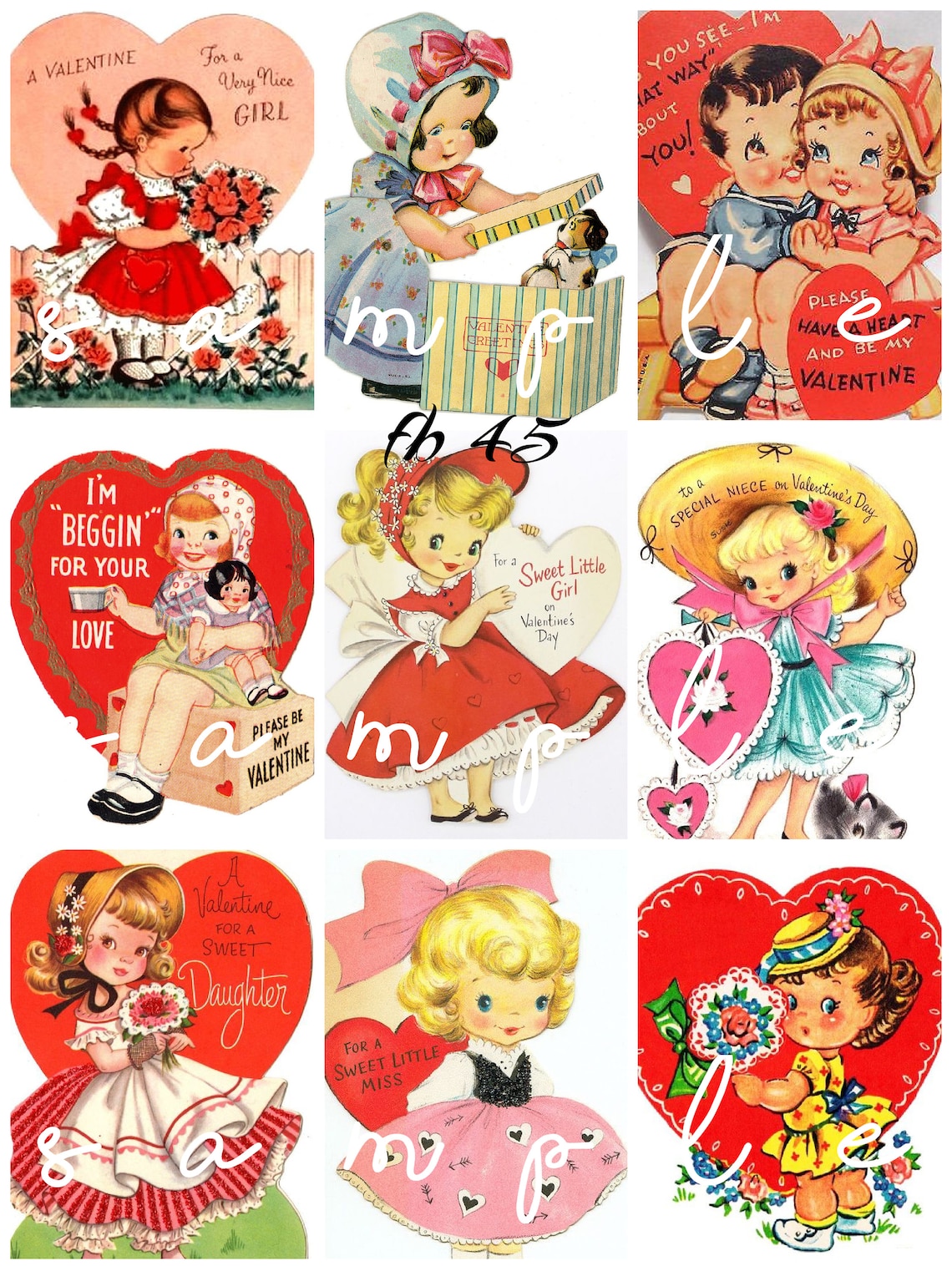 NEW Vintage Retro 50's Valentine Gift Cards Little Girls - Etsy