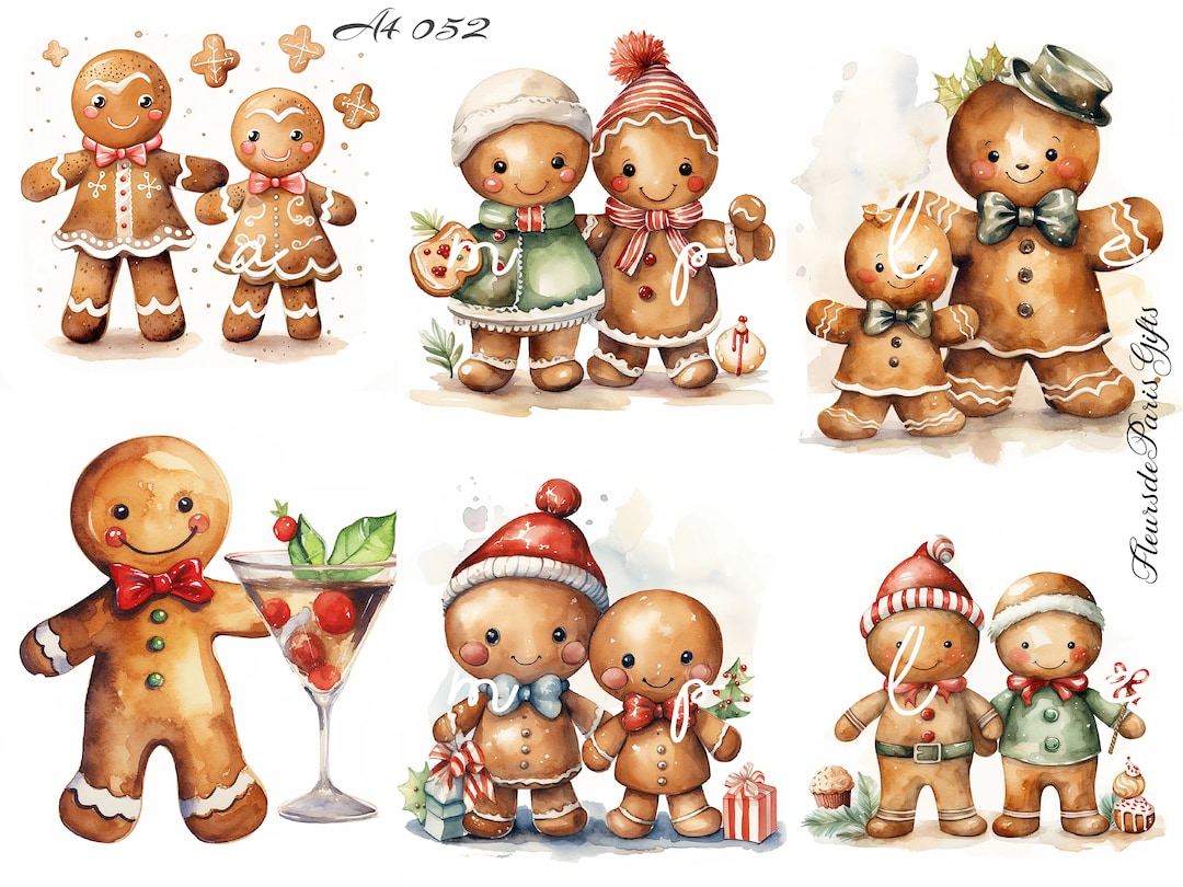 NEW Decoupage Rice Paper A4 052 Vintage Christmas Gingerbread Man Cookies Decoupage Paper ...