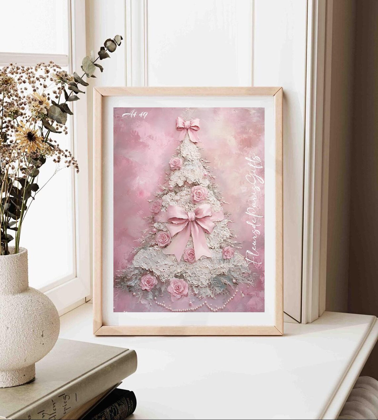 Shabby Chic Pink Christmas Tree Decoupage Rice Paper A4 Size - Etsy
