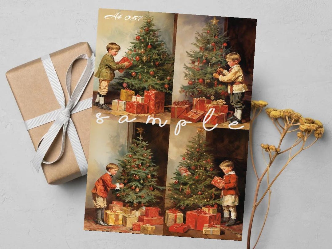 Decoupage Rice Paper, A4 057 Vintage Christmas Santa Children Decoupage ...