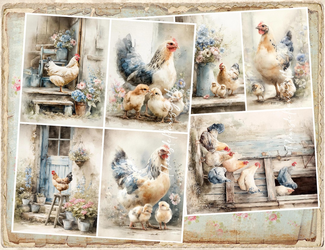 Vintage Farm Hens and Chicks Decoupage Rice Paper A4 Size Set of 2 - Etsy