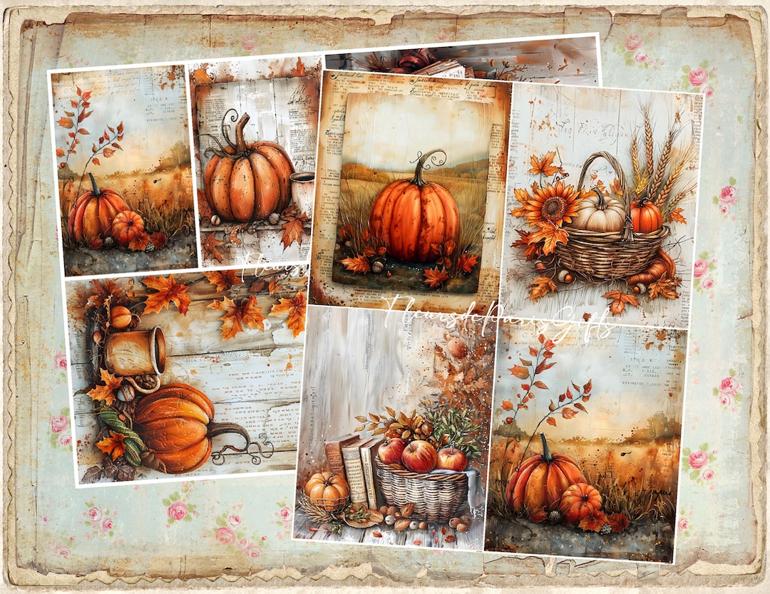 Vintage Fall Pumpkin Decoupage Rice Paper - A4 Set of 2 - Etsy