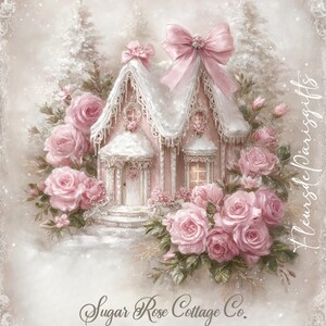 NEW! Shabby Chic Pink Christmas Cottage Rice Paper for Decoupage - A4 ...