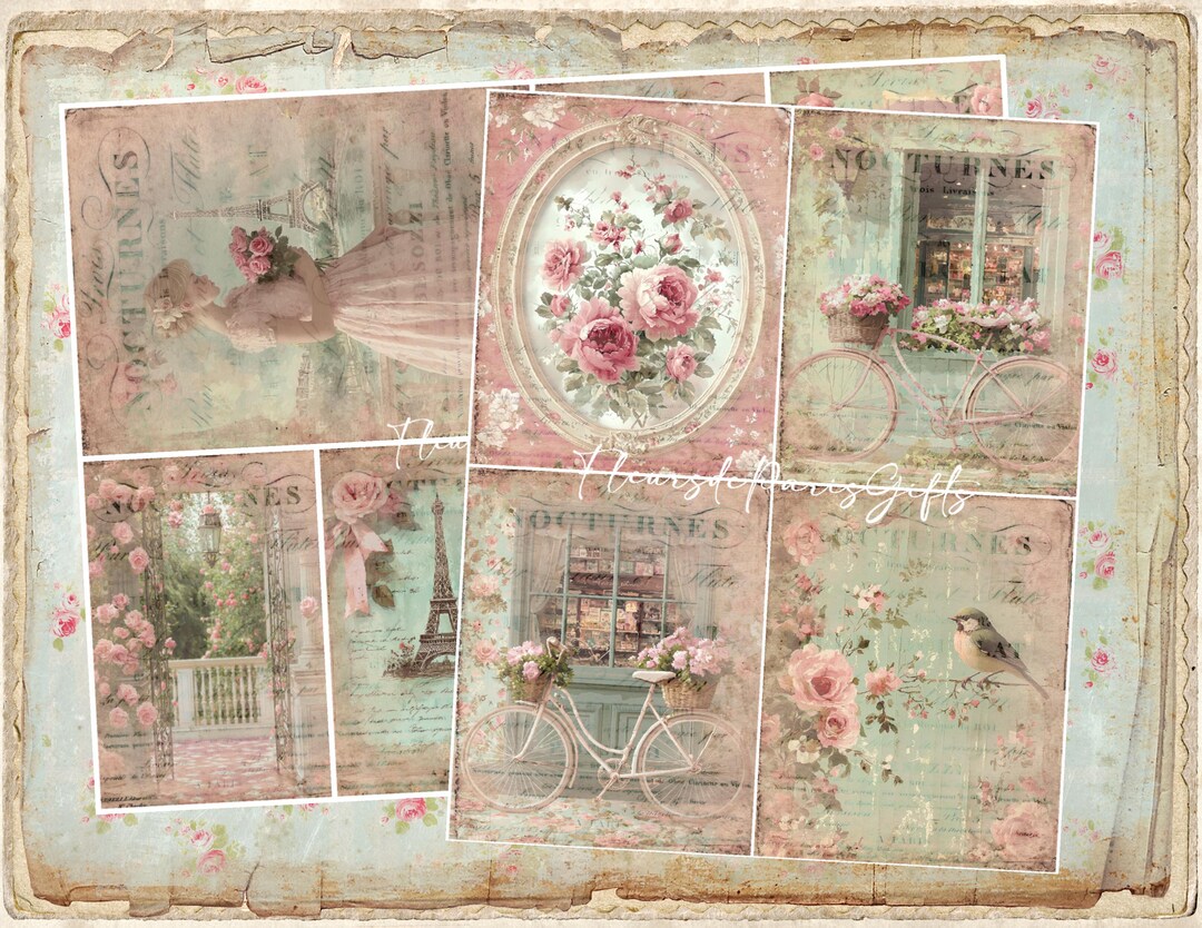 Shabby Chic Château Paris Images Decoupage Rice Paper A4 Size Set of 2 ...