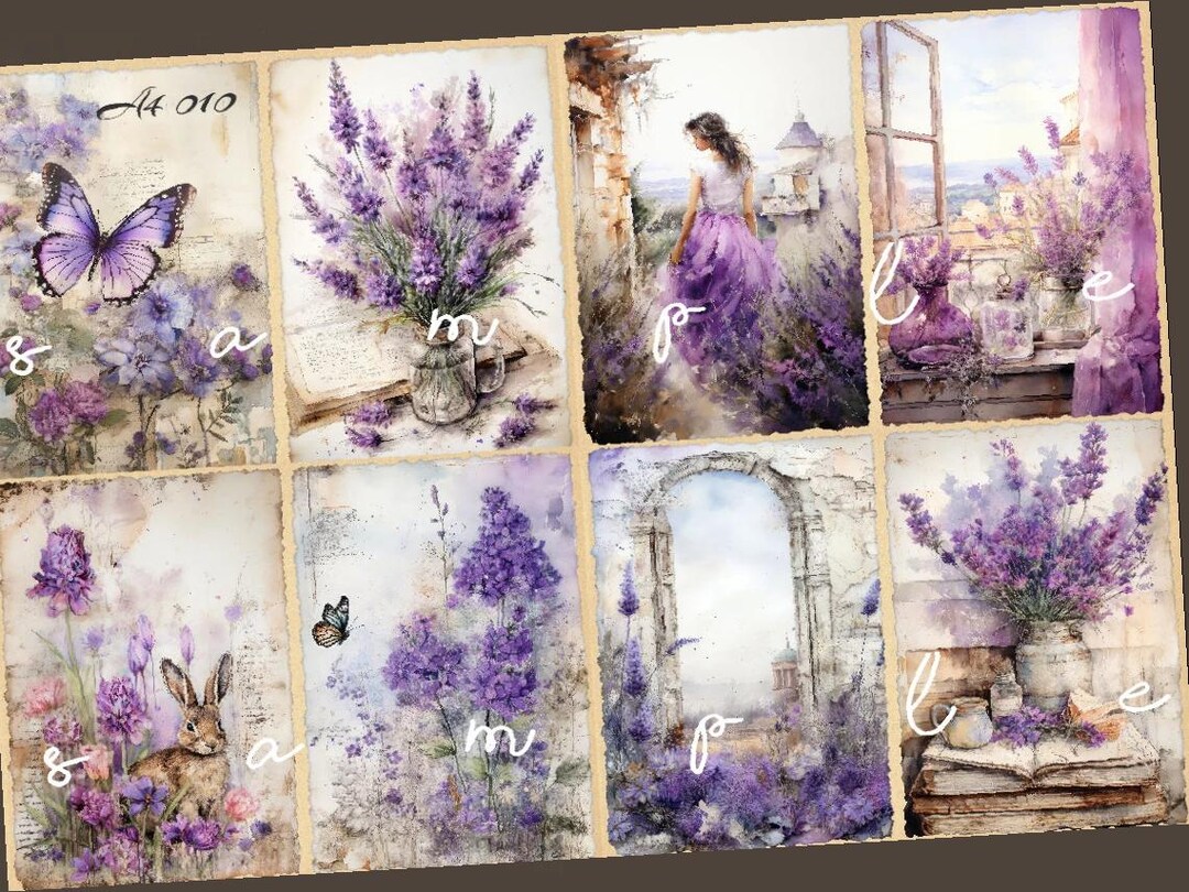 Decoupage Rice Paper, A4 010 Shabby Chic Vintage Lavande Decoupage Paper, Decorative Image ...