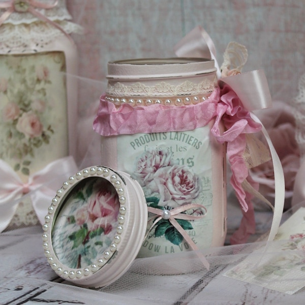 Shabby Mason Jar - Etsy