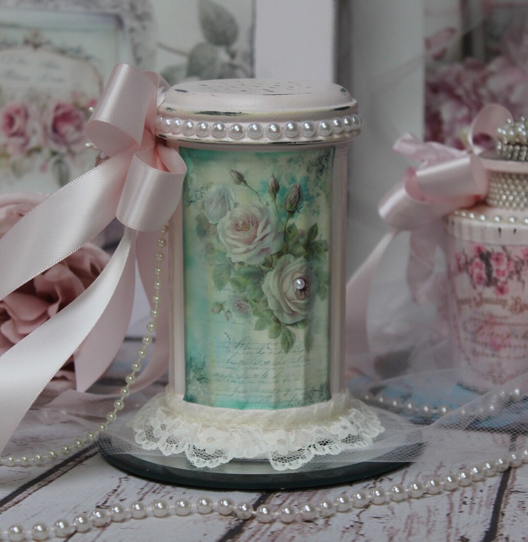 Shabby Chic French Powder Decanter Paris Boudoir Bath Salt/talcum ...