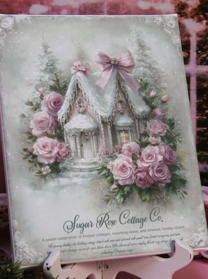 Pink Sugar Rose Cottage Sign: Shabby Chic Vintage Christmas Decor ...