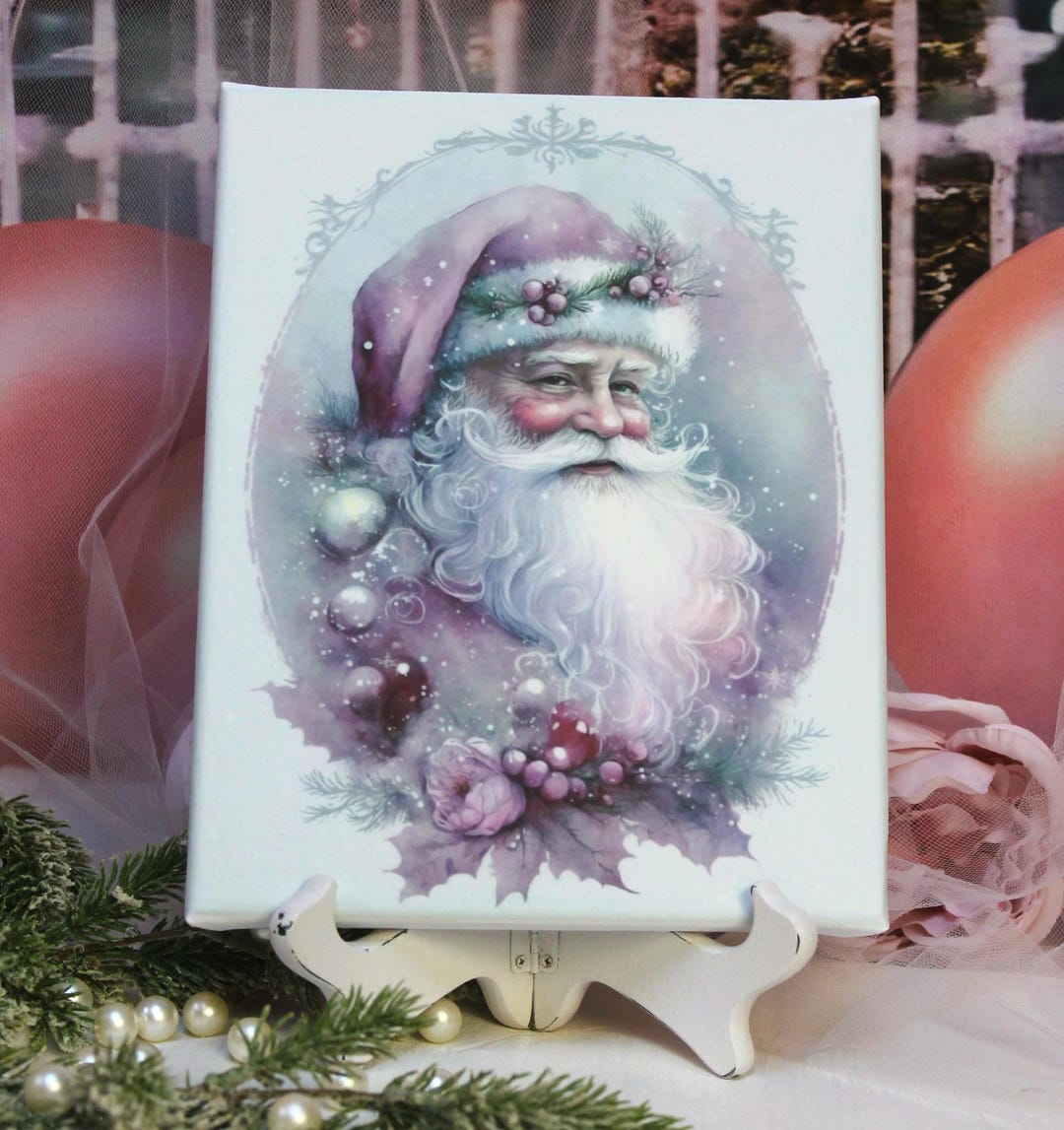 NEW! Shabby Chic Vintage Pink Christmas Victorian Jolly Santa Country ...