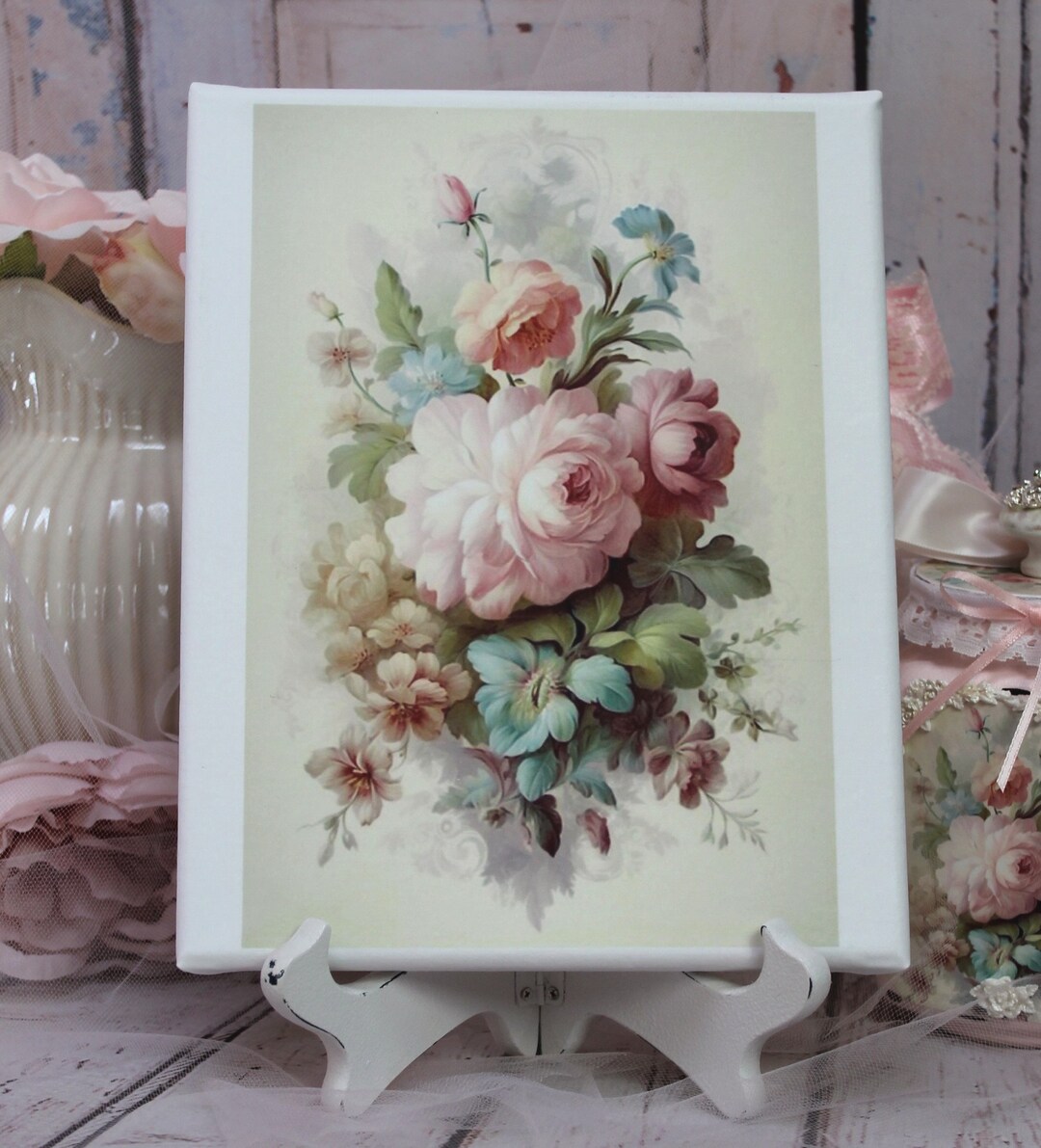 Shabby Chic Vintage Rococo Style Roses French Cottage Decor Sign Artist ...