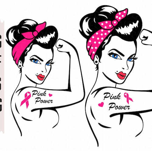 Breast Cancer Girl Power SVG Eps Ai Dxf Cut File | Etsy