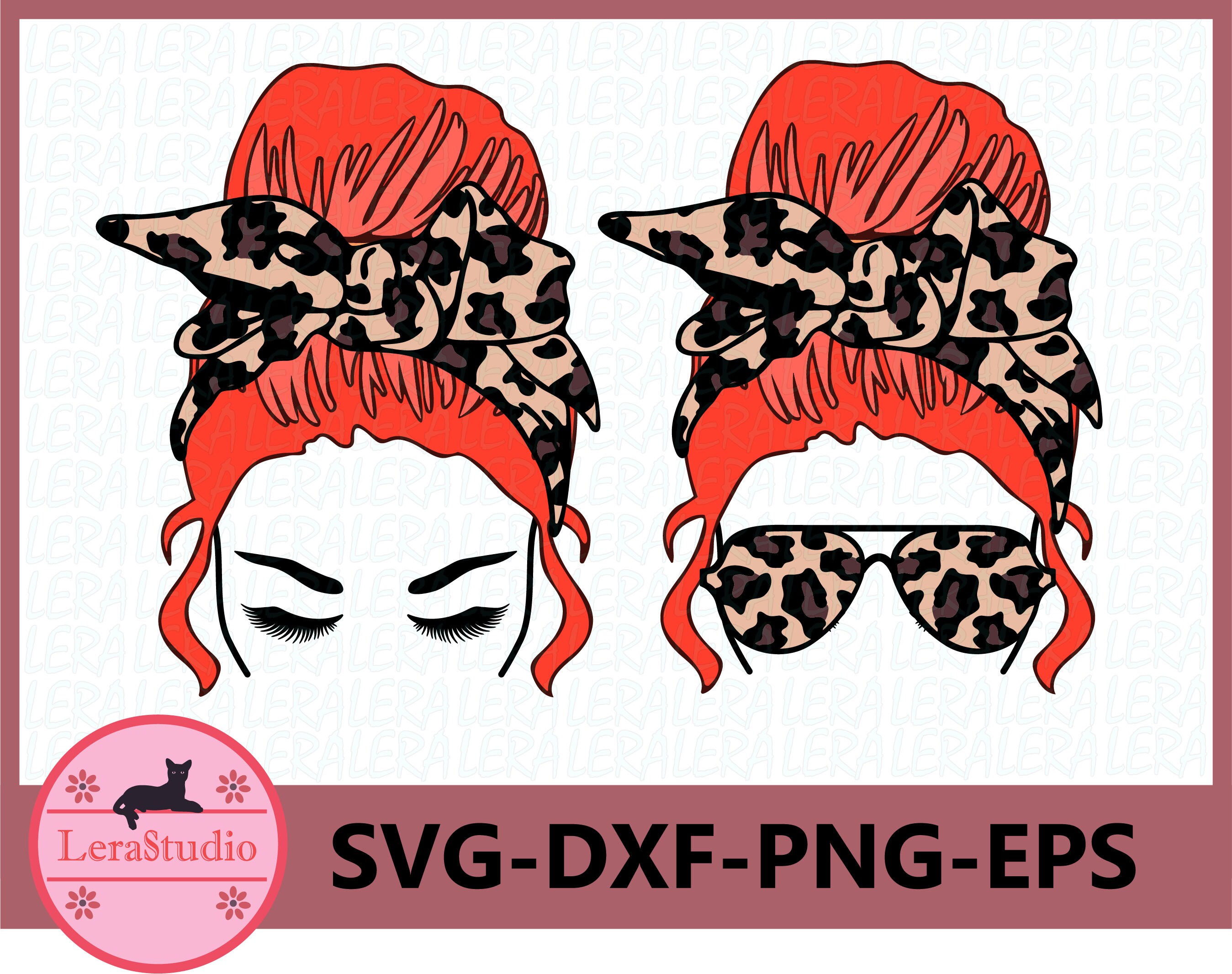 60 Off Messy Bun Red Hair Svg Bandana Leopard Svg Girl Etsy