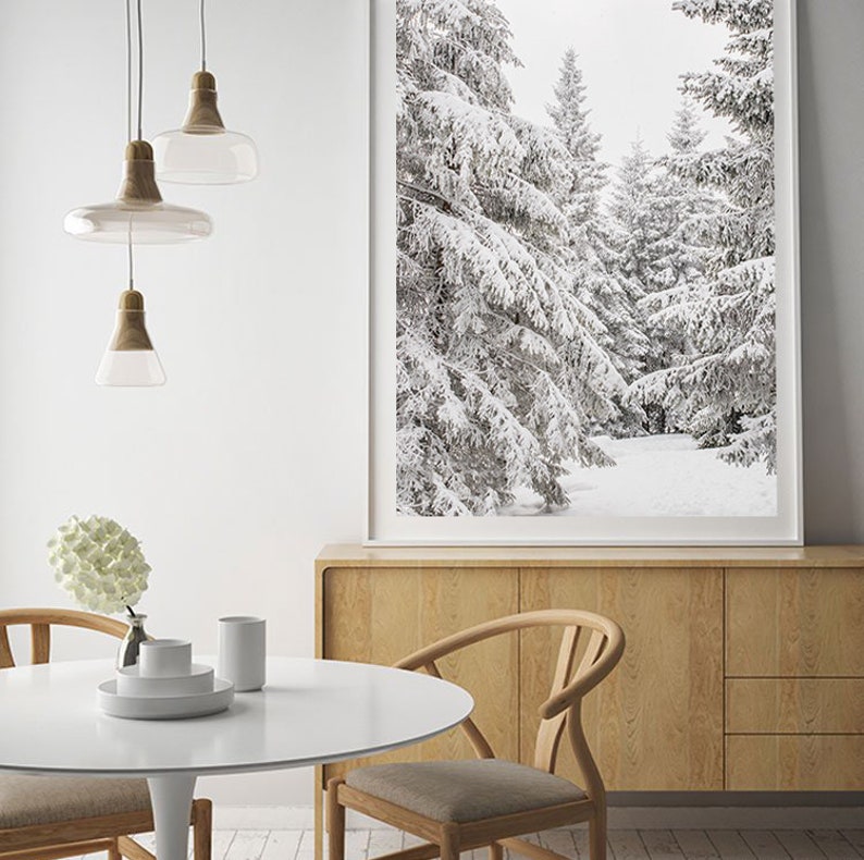 Snowy Pine Trees Wall Art | Printable Winter Forest Print DOWNLOAD ...